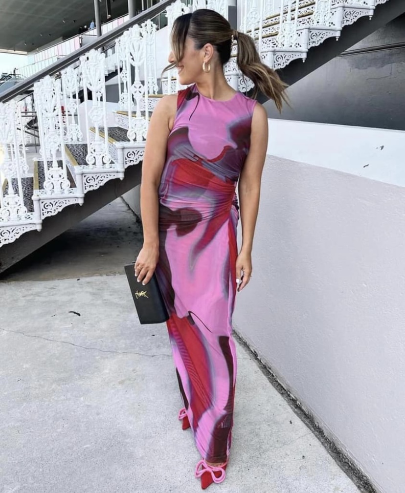 Scanlan Theodore Italian Watercolour Print Dress Pink Multi Size 8