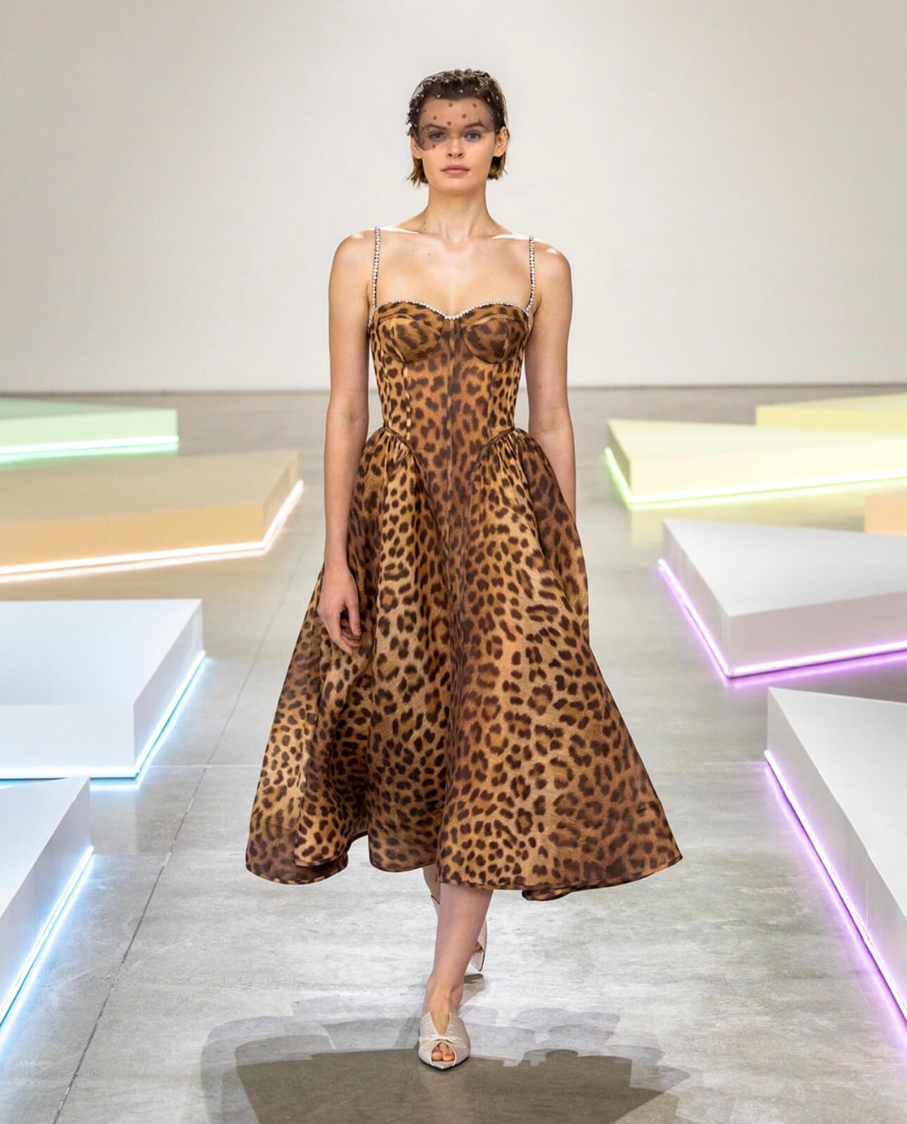 Zimmermann Crush Panelled Midi Dress Leopard Print Size 0 & 1